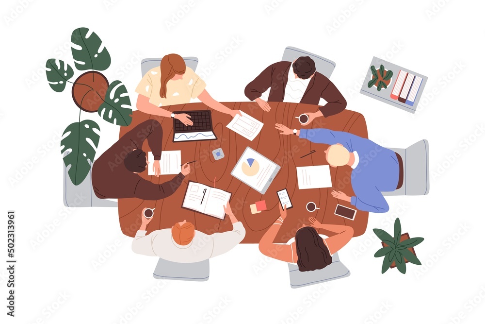 Group of business people at meeting at conference table. Team work of ...