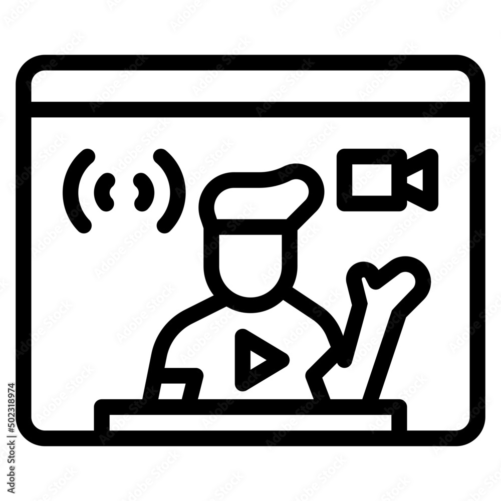youtuber outline icon Stock Vector | Adobe Stock