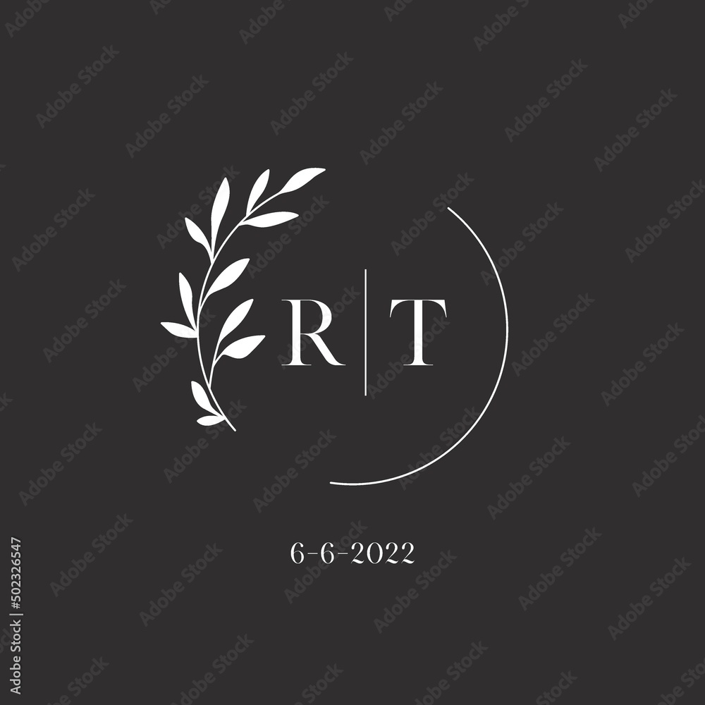 Letter RT wedding monogram logo design template Stock Vector | Adobe Stock
