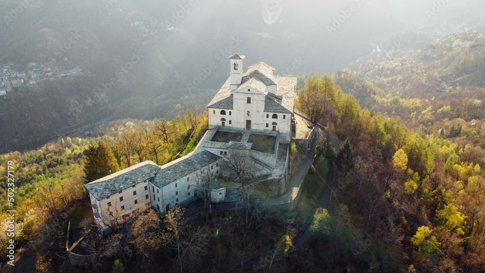 Aerial view of Sanctuary of Saint Ignatius of Loyola situated in the ...