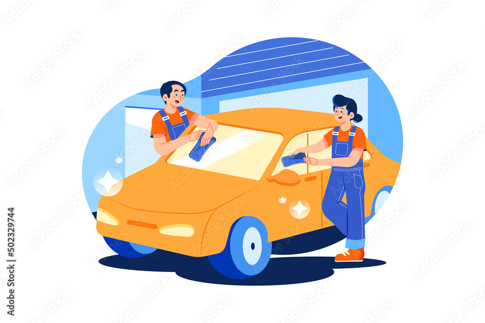 Car Wash Service Illustration concept. Flat illustration isolated on ...