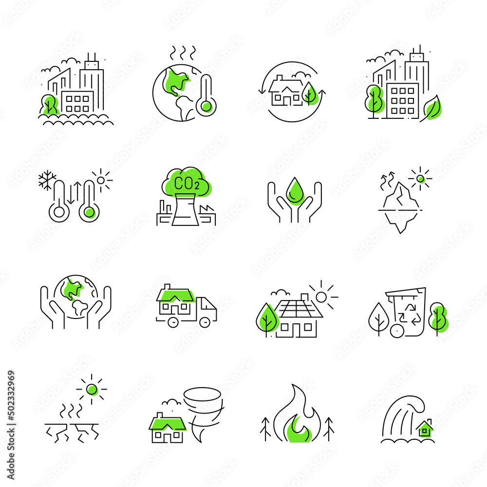 Global warming effects and prevention. Water conservation, clean energy ...