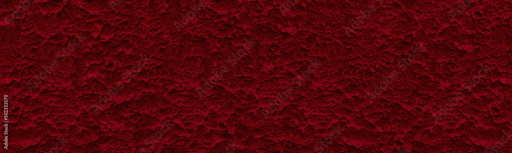 Bloody red rough wall wide panoramic texture. Textured dark scarlet ...