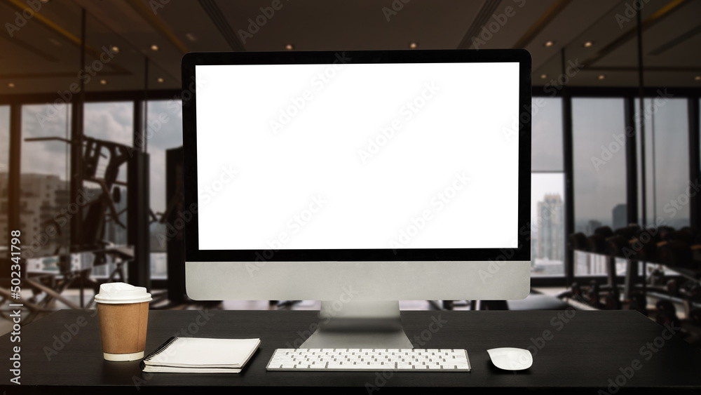 Computer Monitor, Keyboard, or White Screen Isolated is on the work ...