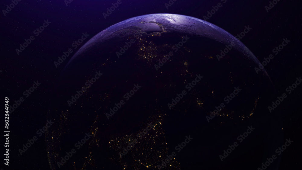 Abstraction of realistic world globe spinning slowly animation ...