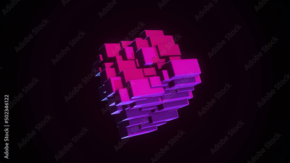 Abstract rotating cubic figure. Animation. Abstract multicolored figure ...