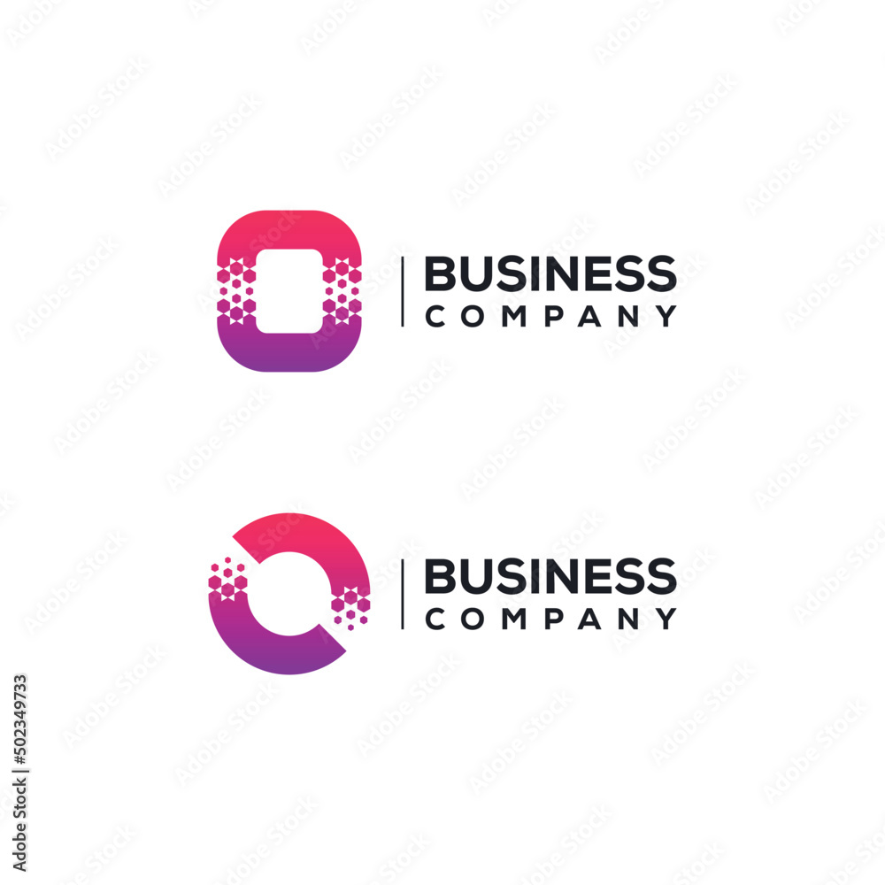 Vetor de Abstract Letter O Logo design with Pixels Hexagon Shape for ...