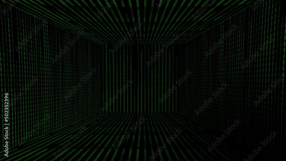 Abstract green futuristic background with the strings forming a ...