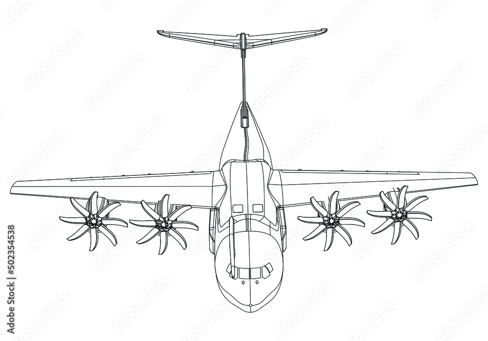A400 military transport cargo aircraft isolated on white background ...