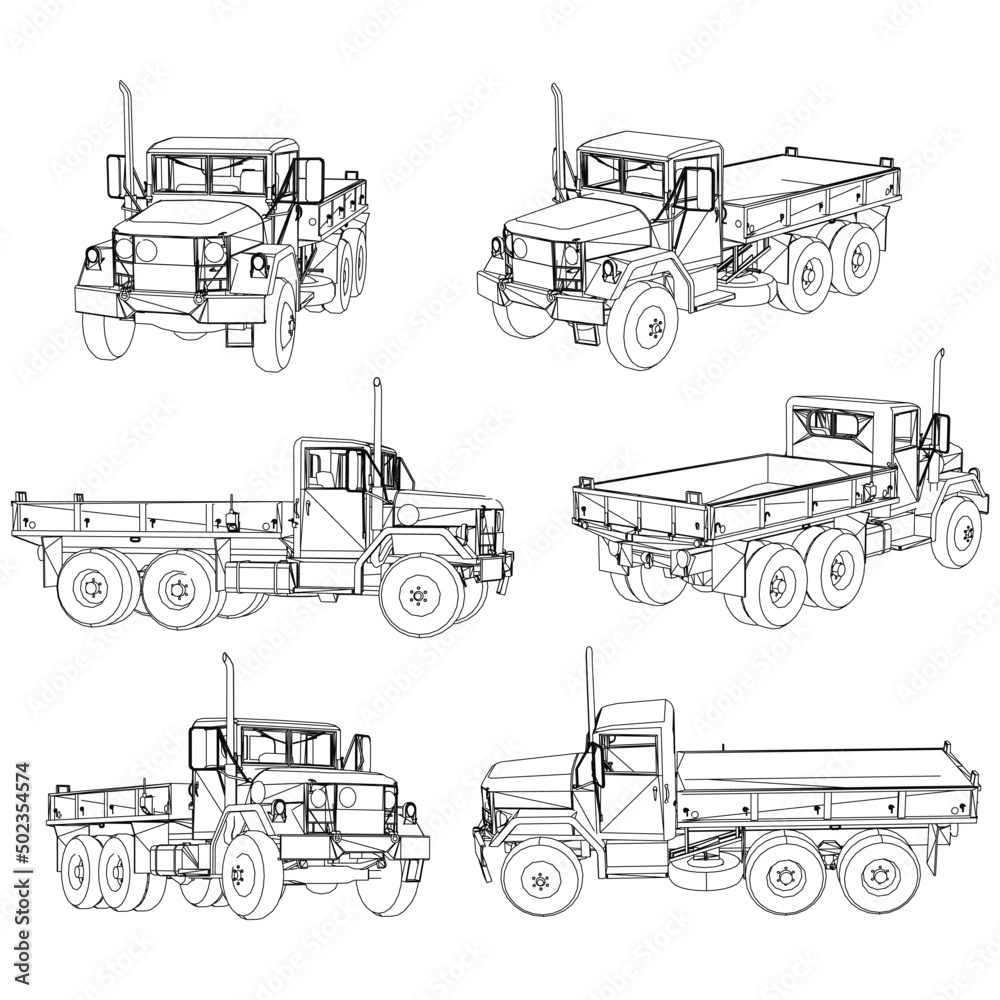 Military truck isolated on white background. Vector Military machine ...