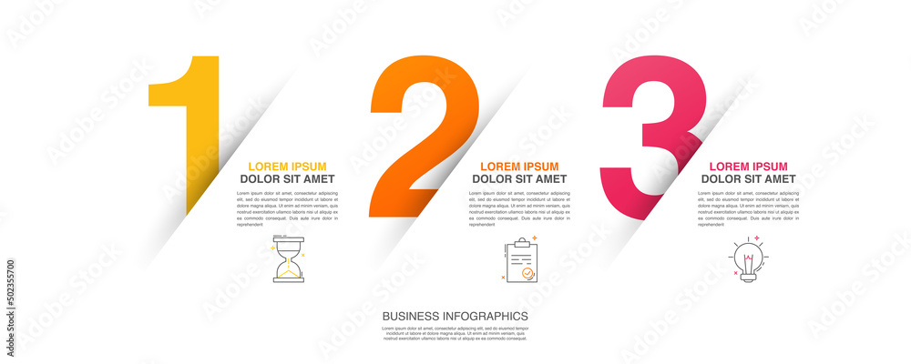 Modern vector flat illustration. Line infographic numbers template with ...