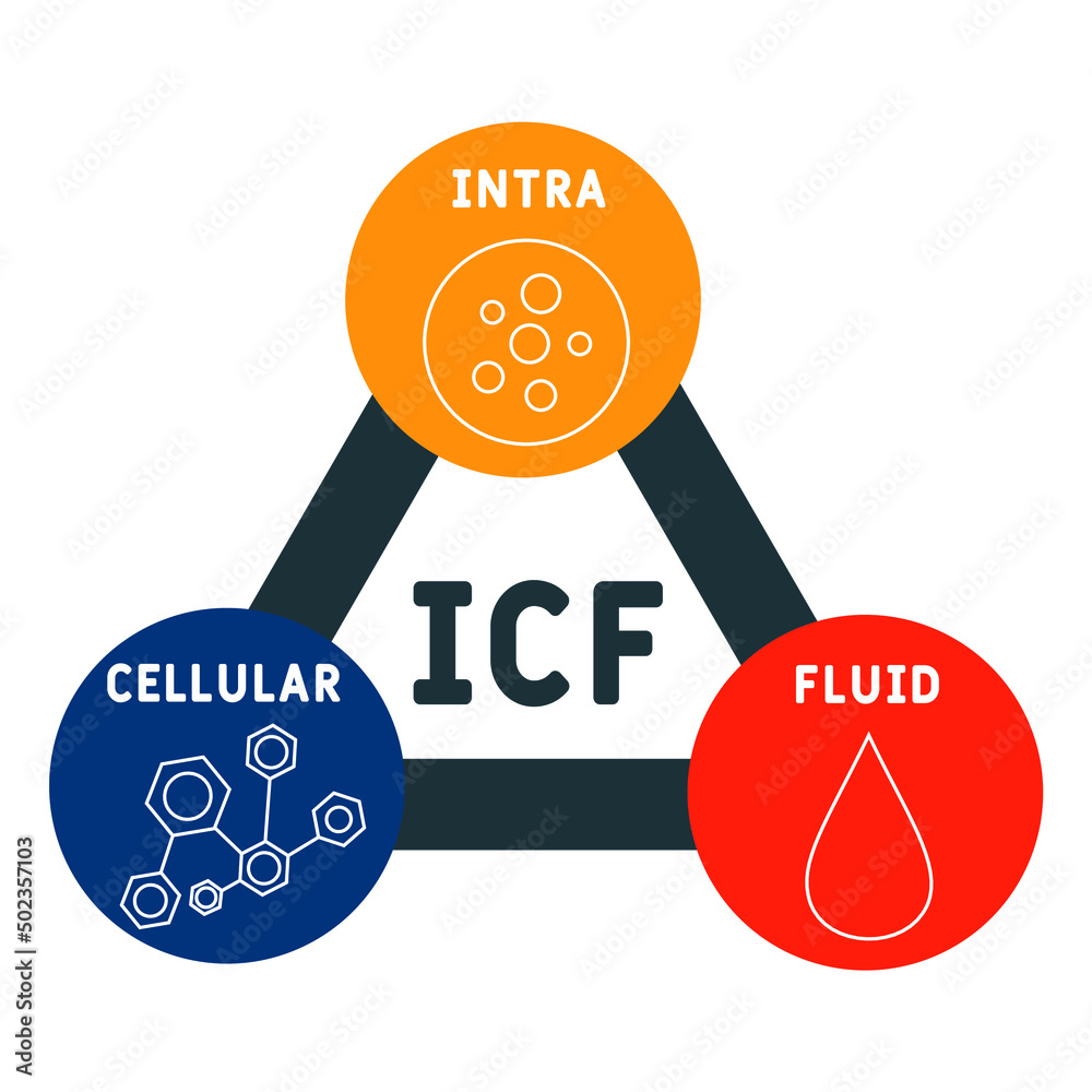 ICF - intracellular fluid acronym. business concept background. vector ...