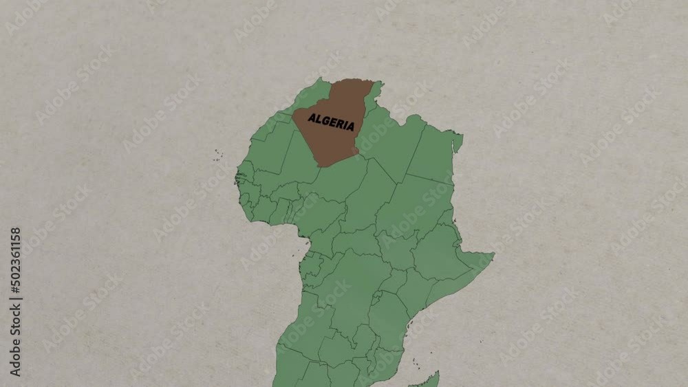 Map showing Algeria From above zooming in. Algeria map location on ...