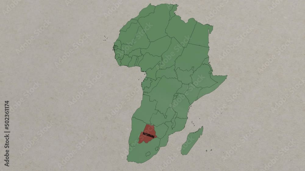 Map showing Botswana From above zooming in. Botswana map location on ...