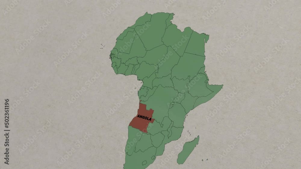 Map showing Angola From above zooming in. Angola map location on Africa ...