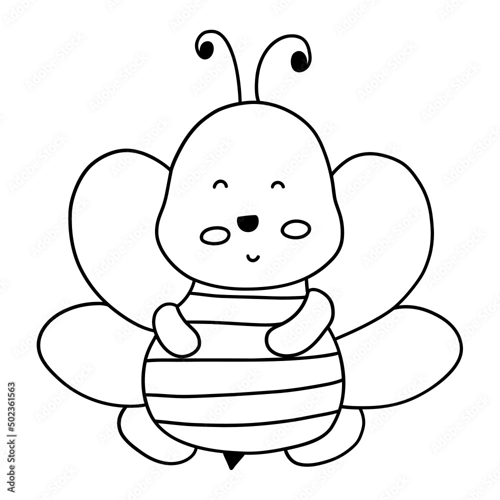 cute bee digital stamp SVG outline illustration Stock Vector | Adobe Stock