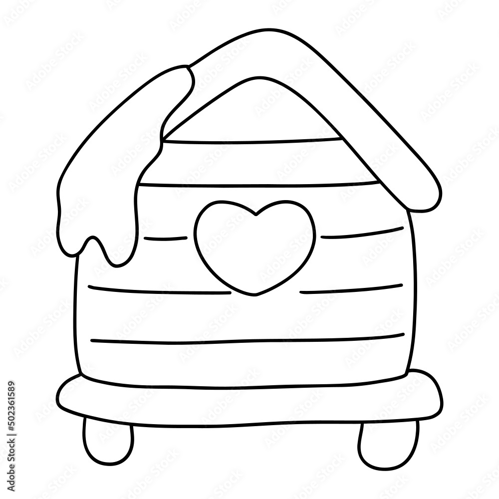 Honey Bee House digital stamp SVG outline illustration Stock Vector ...