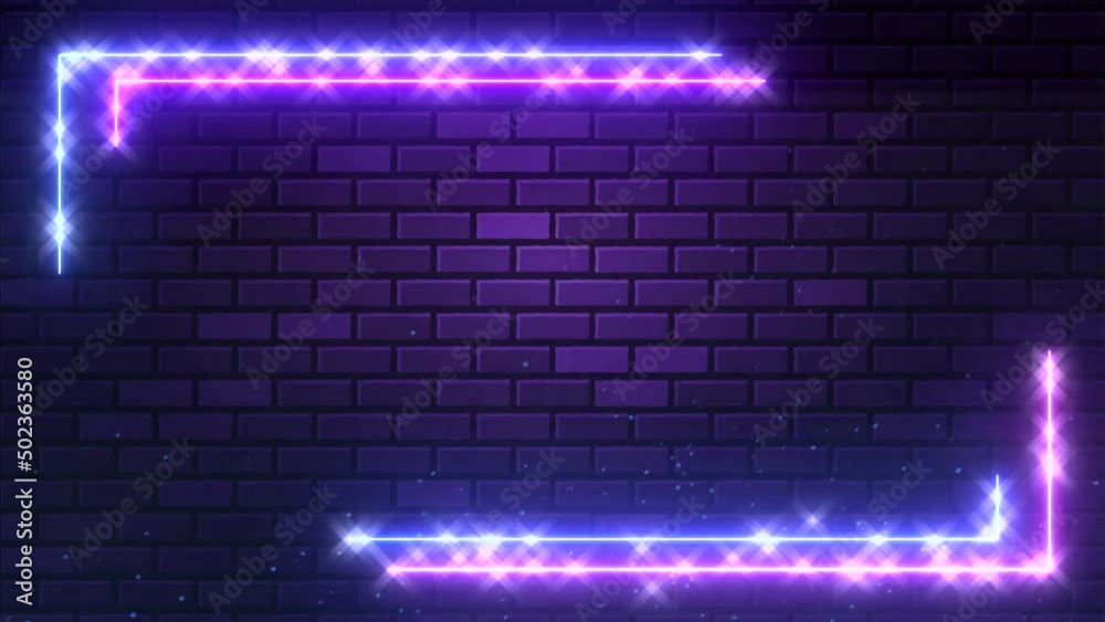 Animation of the square box made of neon flashing lights Stock ビデオ ...