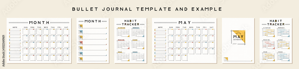 Bullet journal template. Vector illustration. Stock Vector | Adobe Stock