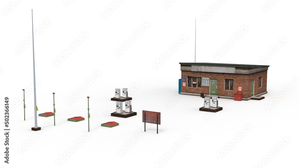 Old industrial building render on a white background. 3D rendering ...