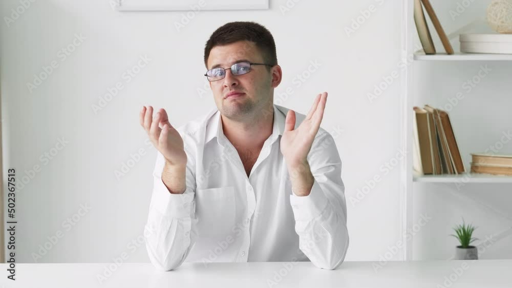 Applauding man. False congrats. Sarcastic emotion. Skeptic smart casual ...