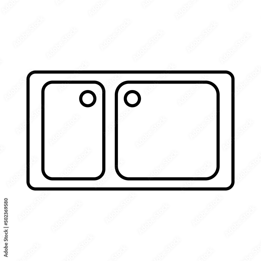 Kitchen sink icon. Vector illustration of wash basin. Linear web ...