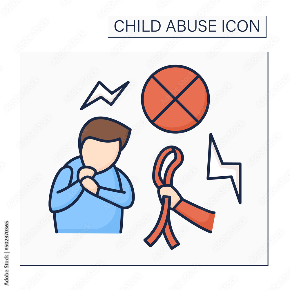 Punishment color icon. Physical harm against child. Punishment for ...