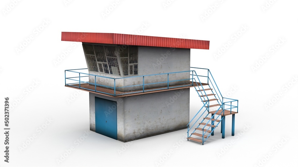 Old industrial building render on a white background. 3D rendering ...