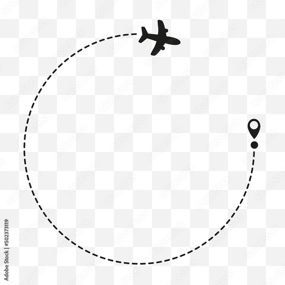 Airplane routes on white background. Romantic travel concept with ...