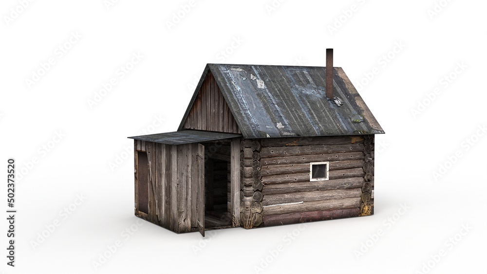 Old industrial building render on a white background. 3D rendering ...