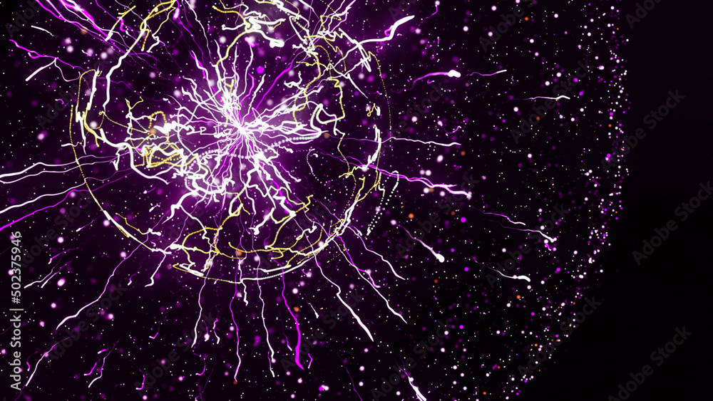 Abstract animation of electrostatic plasma sphere and beautiful zippers ...