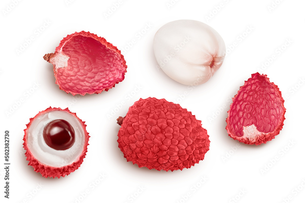 lychee fruit isolated on white background with clipping path and full ...