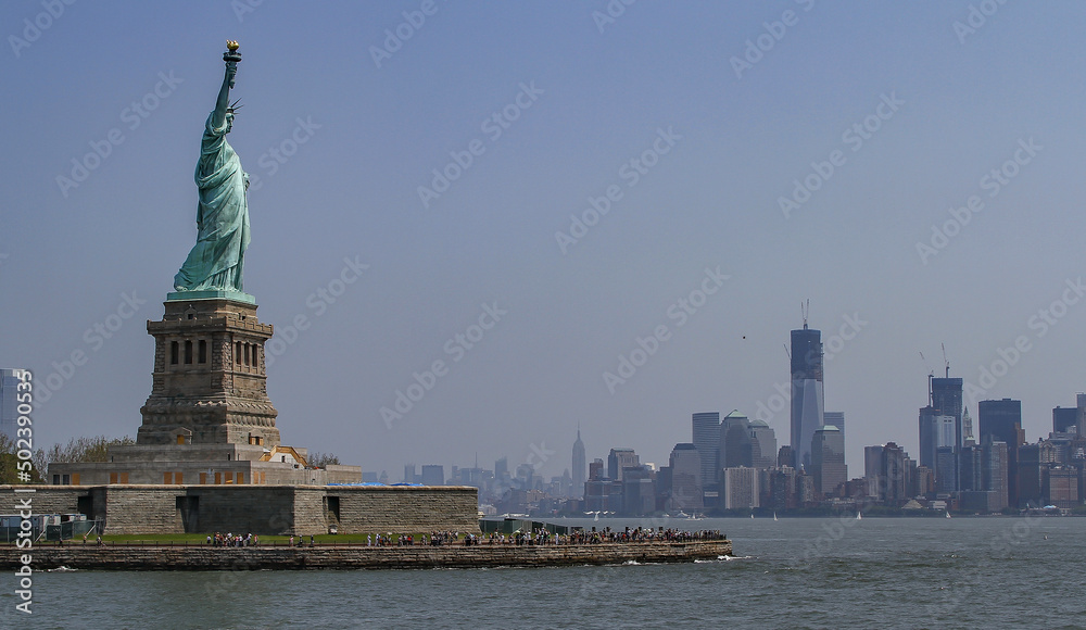 Statue of Liberty colossal neoclassical sculpture on Liberty Island in ...