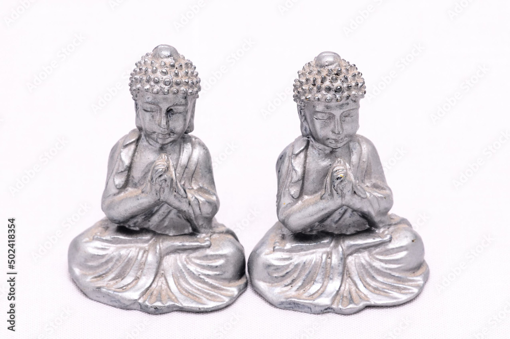 Oriental Asian female Statues isolated on a White Background Stock ...