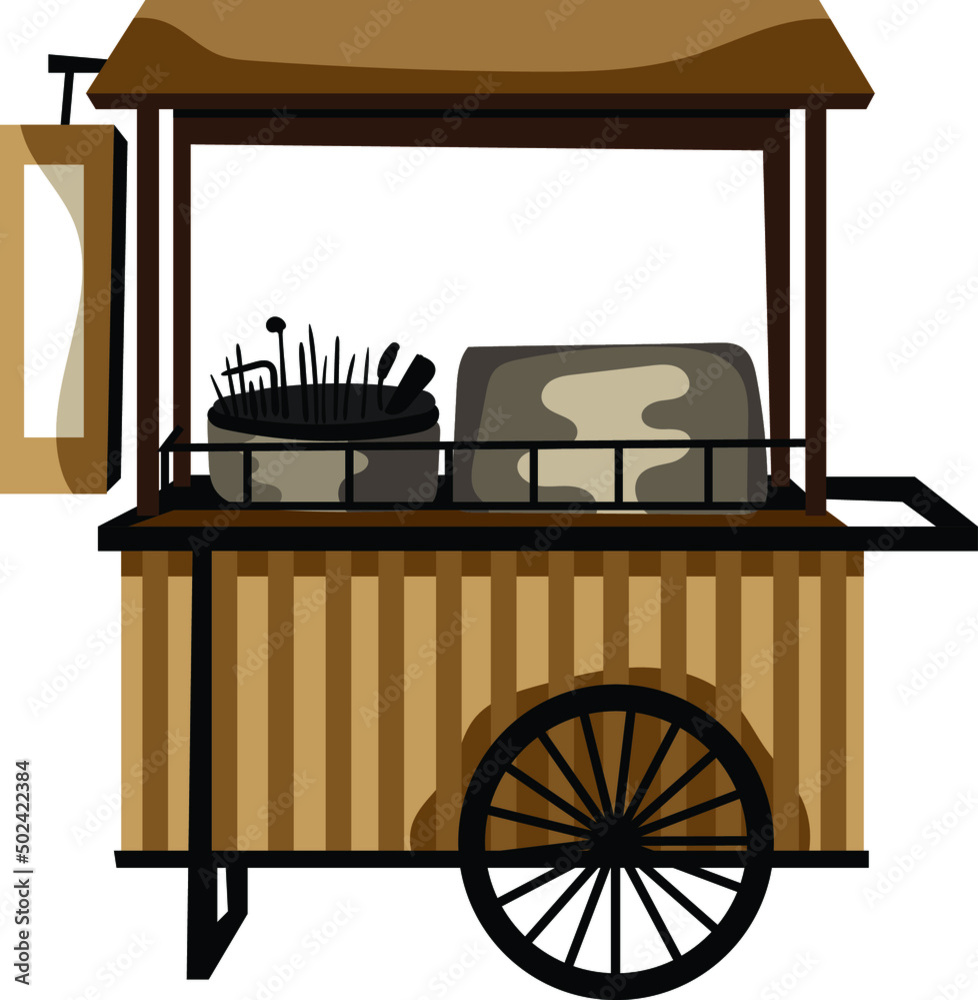 flat food stall illustration in the traditional street market. isolated ...