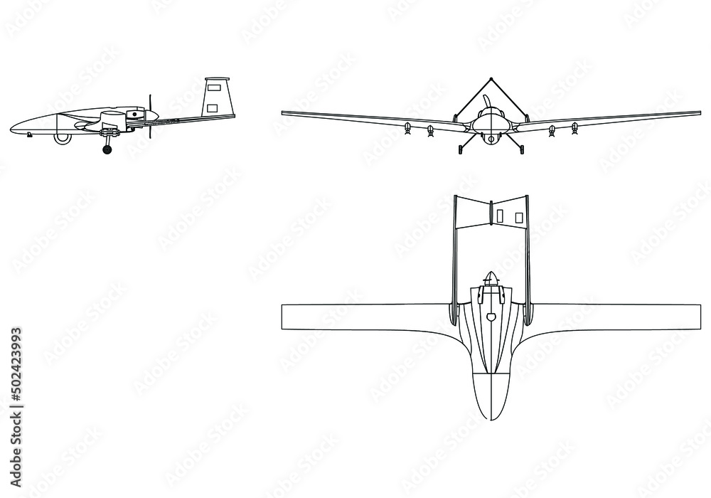 Military drone isolated on white background. Vector Military machine ...