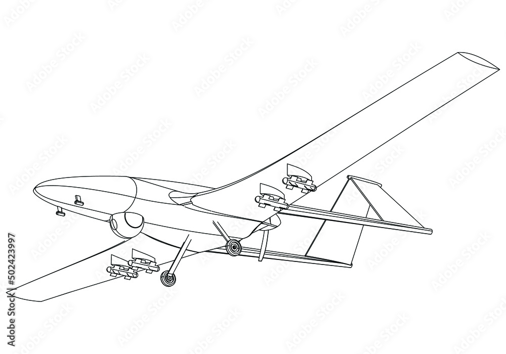 Military drone isolated on white background. Vector Military machine ...