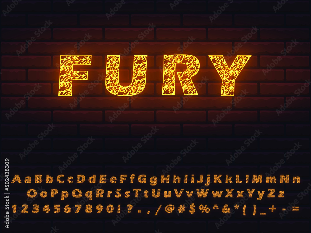 grunge style decorative neon font set. collection of editable vector ...