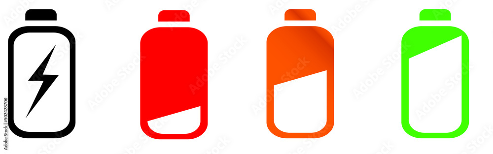 Digital vector illustration of different stages of a draining battery ...