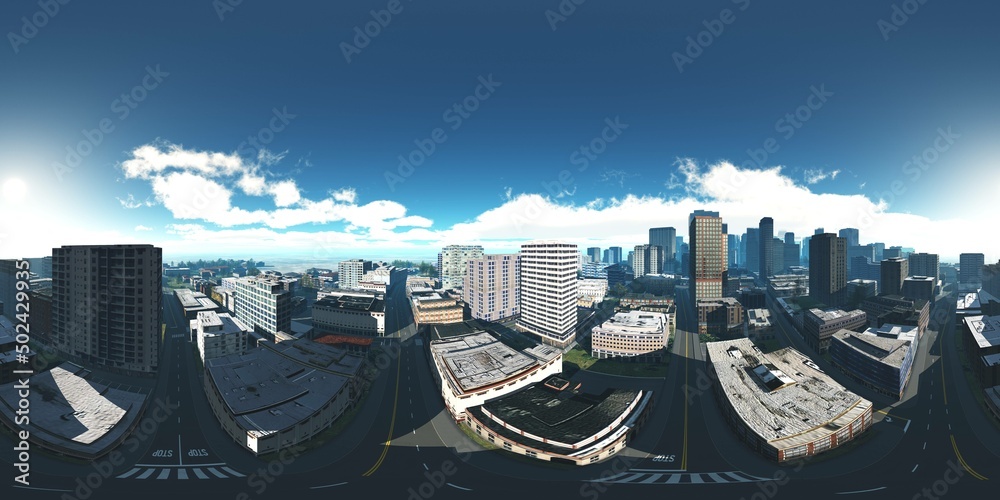 Panorama of the city. HDRI, environment map , Round panorama, spherical ...