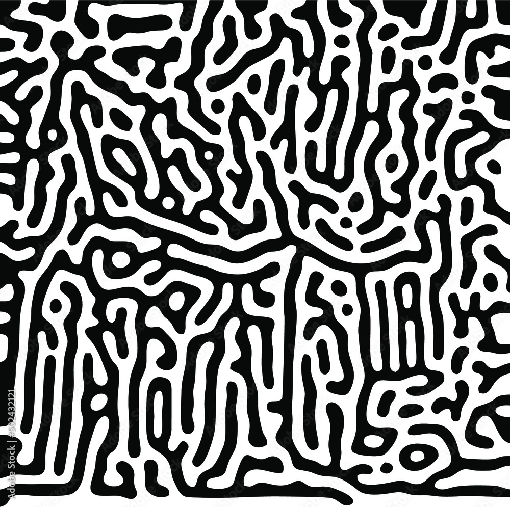 Black and white reaction diffusion pattern or labyrinth pattern Stock ...