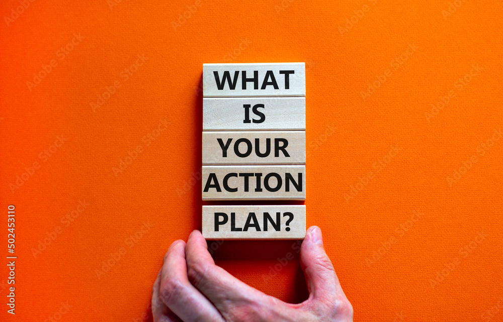 Action plan symbol. Concept words What is your action plan on wooden ...