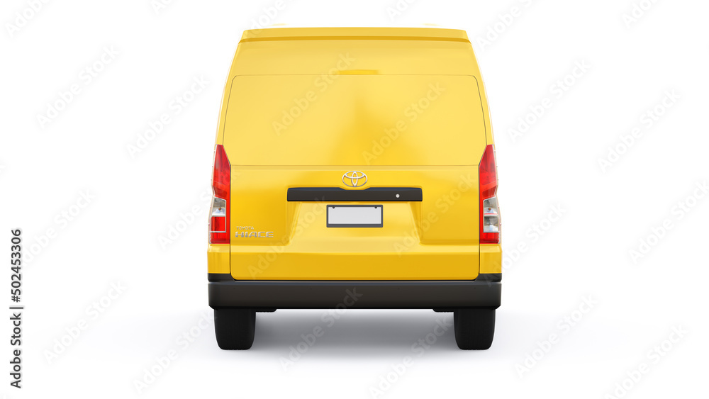 Tokyo, Japan. April 12, 2022: Toyota Hiace. Yellow commercial van for ...