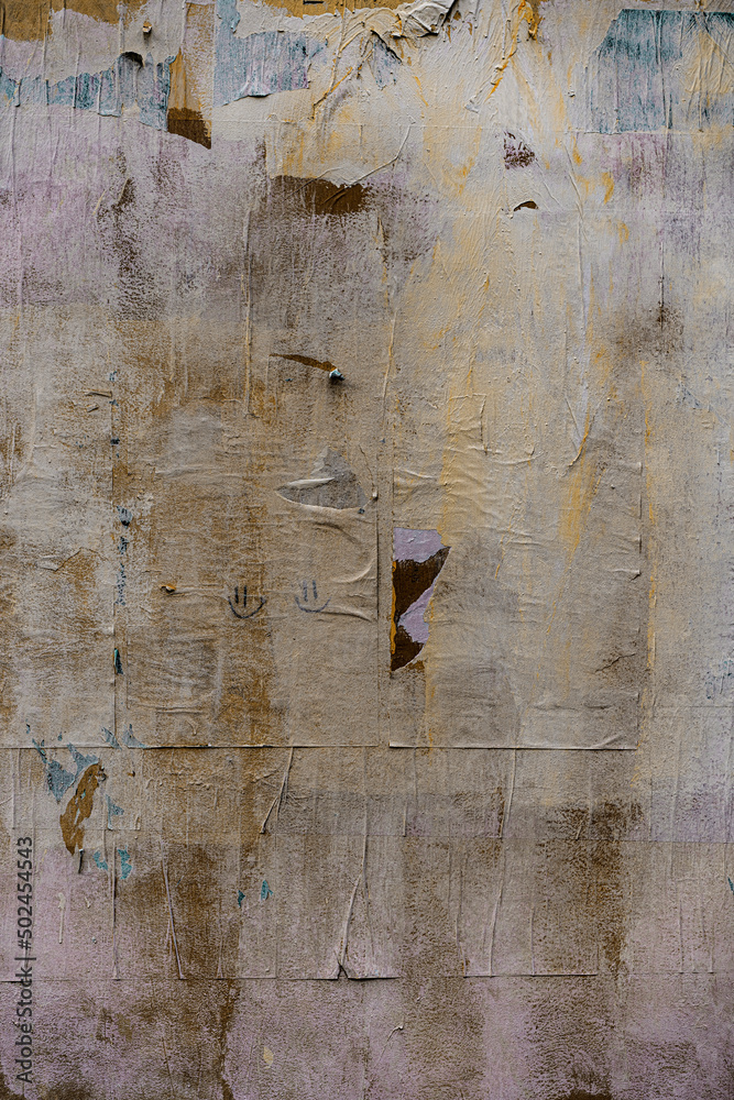 Colorful Torn Ripped Paper Poster Street Wall Surface. Grunge Rough ...