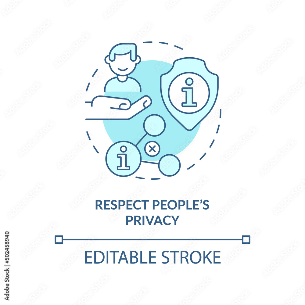 Respect people privacy turquoise concept icon. Internet communication ...