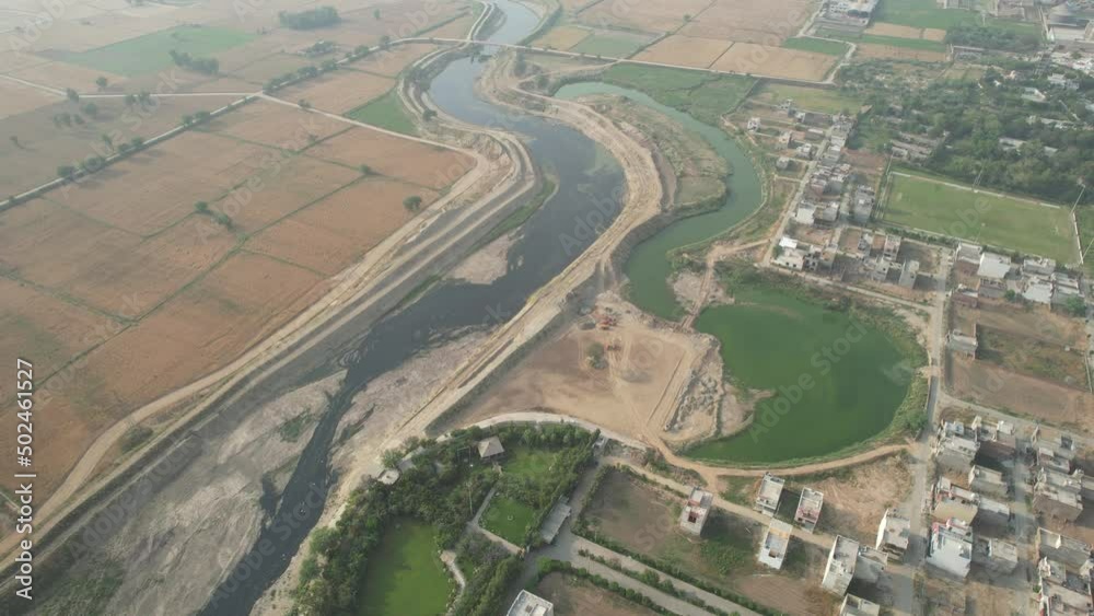 SA Gardens and Lahore Smart City Aerial View of Pakistani Farms, kala ...