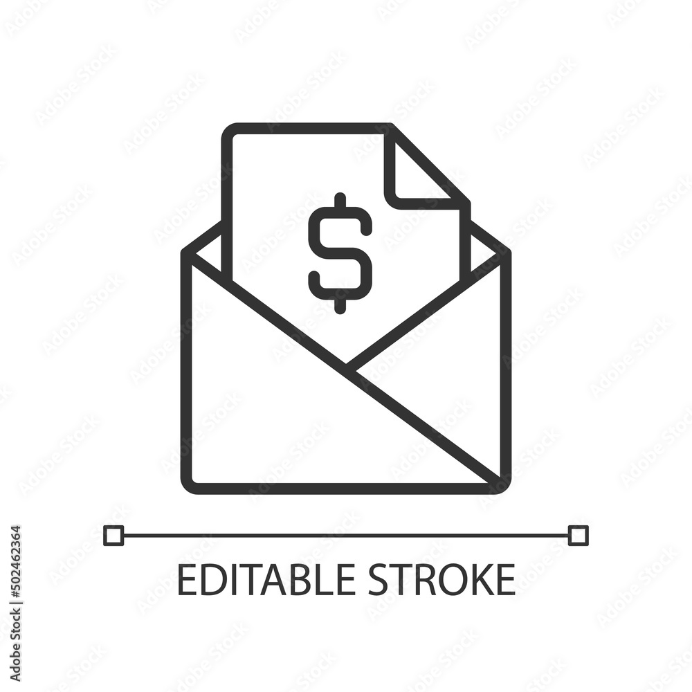 Mailing pixel perfect linear icon. Send documents, contracts. Workplace ...