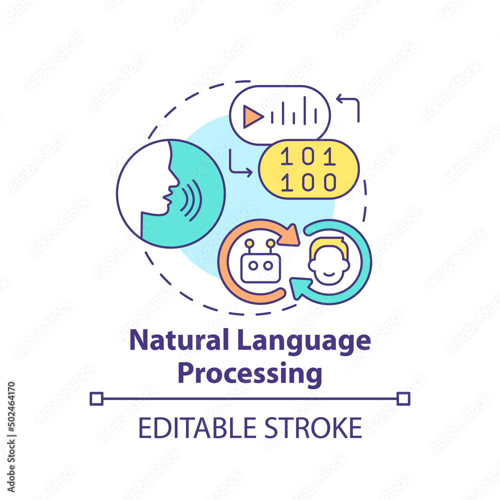 Natural language processing concept icon. Communication. Field of ...