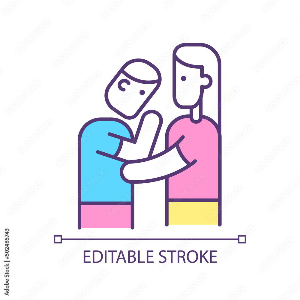 Showing empathy RGB color icon. Sharing feelings and thoughts with ...