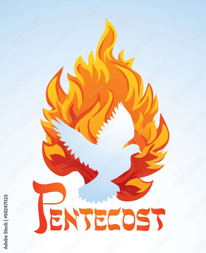 Pentecost sunday. Baptism with the Holy Spirit. Vector drawing icon ...